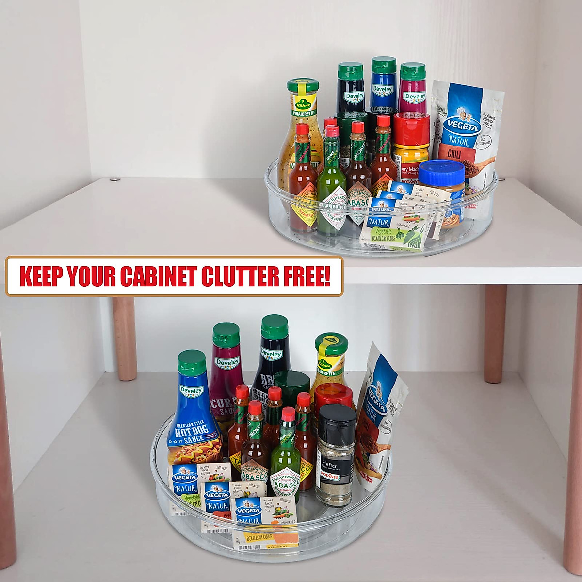 XINGZILE Lazy Susan Kitchen Organizer,Spinning Spice Rack,11.8" Turntable Organizer,Kitchen Pantry Storage for Bathroom,Fridge,Cupboards