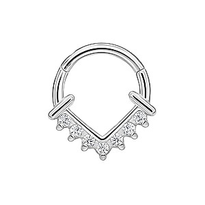 FANSING 316L Surgical Steel Septum Jewelry 16g 8mm CZ Septum Rings for Women 16 Gauge Teardrop Septum Piercing Jewelry Cubic Zirconia Daith Earring Hoop