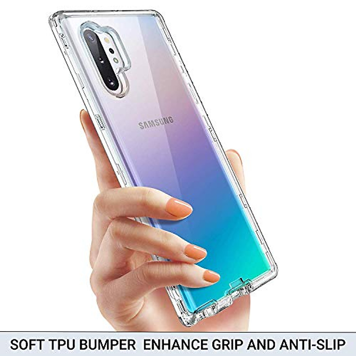 ULAK Galaxy Note 10 Plus 5G Case, Heavy Duty Shockproof Rugged Protection Case Transparent Soft TPU Protective Cover for Samsung Galaxy Note 10 Plus 5G (2019) Without Screen Protector, Crystal Clear