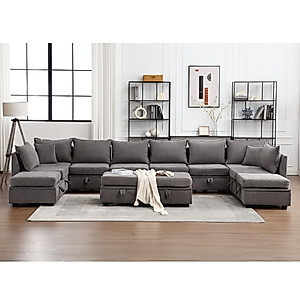 BOSMILLER Fabric Modular Sectional Sofa, 5-7 Pieces, Convertible, Storage, Sofa Couch for Living Room