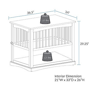 Casual Home Wooden Large Pet Crate, End Table, (Black, 24"W x 36.5"D x 29.25"H)