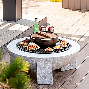 Garden Fire Pit Grill Bowl Grill Barbecue Rack Fire Pit with BBQ Grill Shelf, Outdoor Garden Patio Heater Grill Camping Bowl BBQ with Poker, Grate, Grill, Mesh Lid