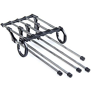 TOPBATHY Hook Hanger Retractable Pants Hangers 5 Layers Stainless Steel Non Slip Pants Hangers Space Saving Clothes Slack Hangers Black Coat Hangers