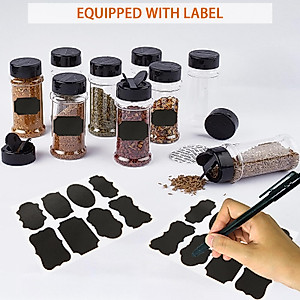 JMIATRY 36 Packs 3.4oz Plastic Spice Jars with Shaker Lids Empty Plastic Spice Bottles with Labels 100ML/ 3.4 Ounce Plastic Seasoning Containers for Spice,Herbs,Powders,Glitters