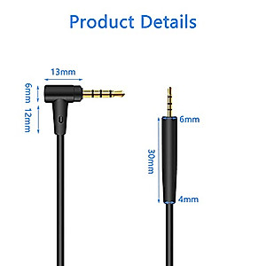 BINGLE Headphones Replacement Cord for Bose QC25, QC35, QuietComfort 25, QuietComfort 35, On-Ear 2,OE2,OE2i Headphones Inline Mic/Remote Control – Black