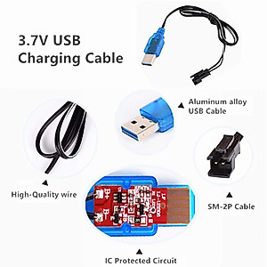 2 Pack 3.7V 600mAh Li-ion Rechargeable Battery 1450cell with USB Charger Cable for Double Sided Rotating Tumbling Amphibious RC Stunt Car Monster Truck C63