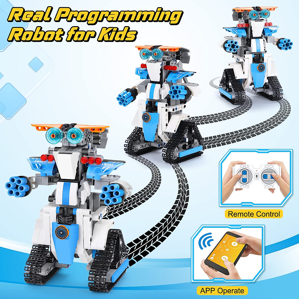 STEM Projects for Kids Ages 8-12, Remote APP Controlled Robot Building Kit Educational Birthday Gifts for Boys Girls-358 Pieces
