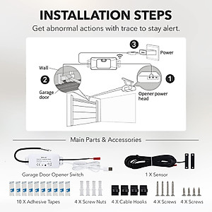 HBN Smart Garage Door Opener - Connected WiFi Garage Door Control, Compatible with Alexa & Google Home Assistant, No Hub Needed