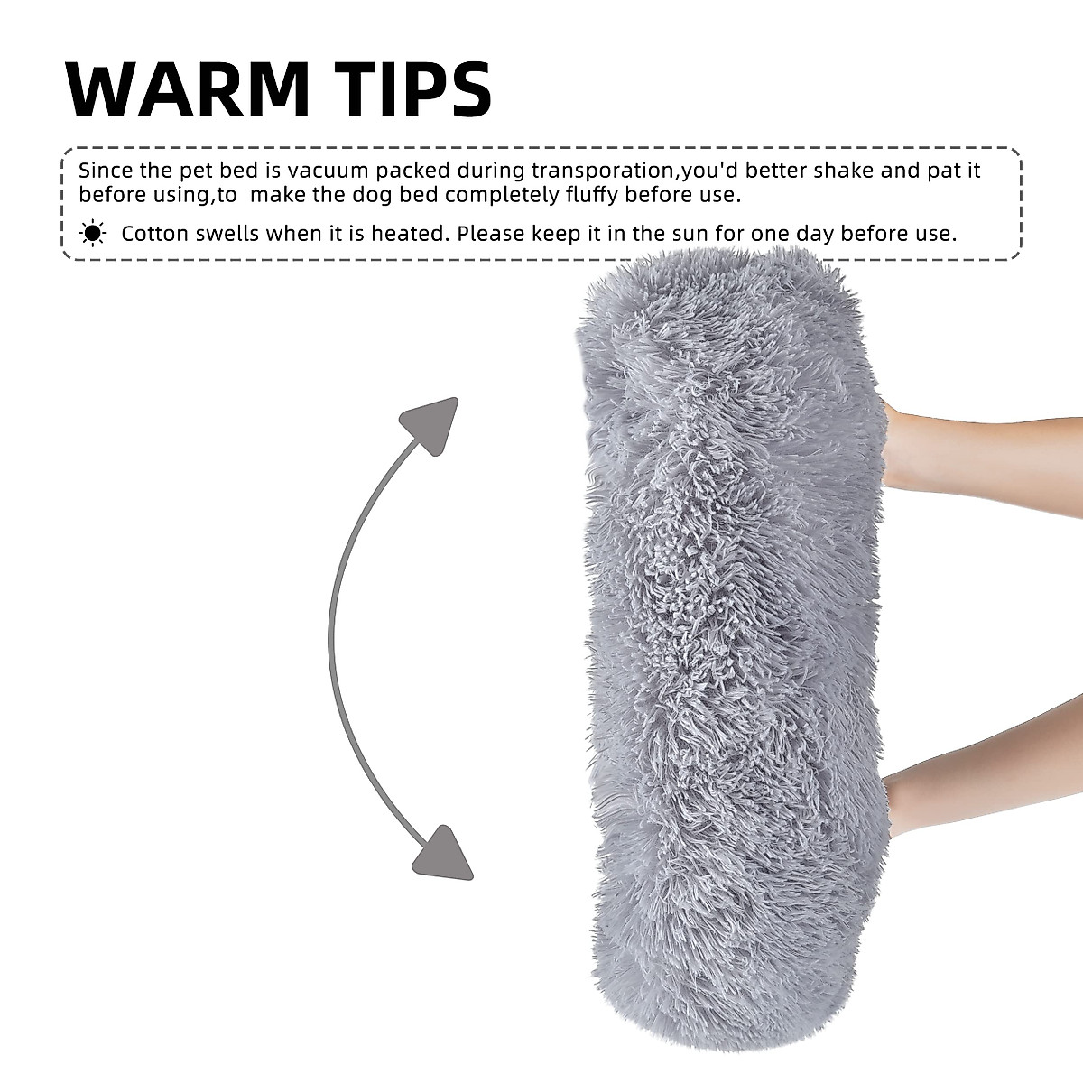 Gavenia Cat Bed for Indoor Cats,24 inch Soft Long Plush Cushion Washable Pet Bed Calming Self-Warming square Cat and Dog Bed Anti-Slip & Waterproof Bottom Cushion (24 x 20 x 7 inch, Grey)