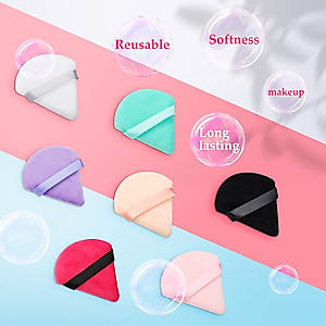 Patelai 15 Pcs Triangle Powder Puff Ultra Soft Pure Cotton Makeup Puffs Washable Face Velour for Cosmetic Foundation Sponge Makeup Tool(Black)