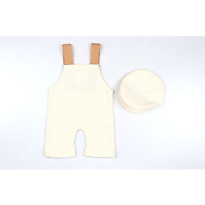 Giggle Angel Newborn Photography Props Set Baby Boy Newborn Outfits Overalls Boy Costume with Cap 0-1 Month