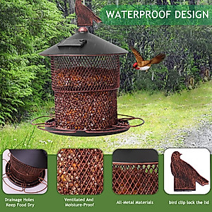 Squirrel Proof Bird Feeders for Outdoors Hanging,Metal Bird Feeder,7.5 Lbs Large Outside Wild Bird Feeder,Solar Mesh Tube Birdfeeder,Birdfeeders for Finch,Cardinal,Blue Jay