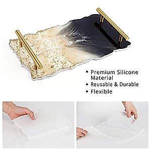 Tray Resin Molds for Casting, Gartful 4PCS Large Silicone Epoxy Molds, Geode Agate Platter Mold for Making Faux Agate Tray, Serving Board, Coaster, Fruit Mat, Jewelry Holder, Art Crafts, Home Decor