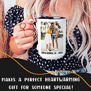 Giftbees Personalized Coffee Mug 15 Oz, Custom Picture Text or Logo Ceramic Mug, Customized Gift for Men & Women, Taza Personalizada with Photo and Words, Customizable Large Tea Cup | White - Black