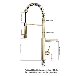 G1/2 Sink Faucet, Commercial Kitchen Faucet With Pull Down Sprayer, High Arc Single Handle Single Lever Spring Rv Kitchen Sink Faucet With Pull Out Sprayer, Cold Hot Basin Water Tap With Hose For Bath