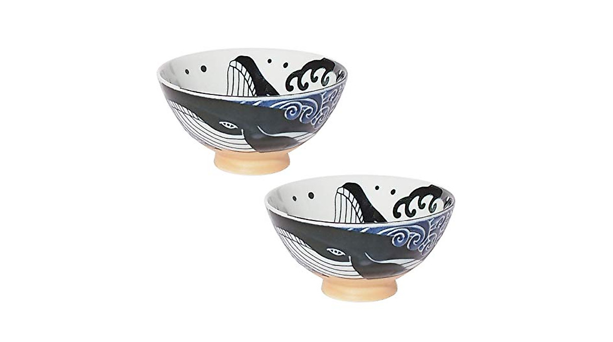 MINORU TOUKI Blue Ceramic Rice Bowl Set of 2