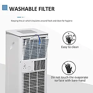 HOMCOM 10000 BTU Mobile Portable Air Conditioner for Home Office Cooling, Dehumidifier, and Ventilating with Remote Control, White