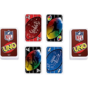 Mattel Games UNO NFL Card Game for Kids, Adults and Family Night, Features Logos of All 32 NFL Teams & a Special Rule