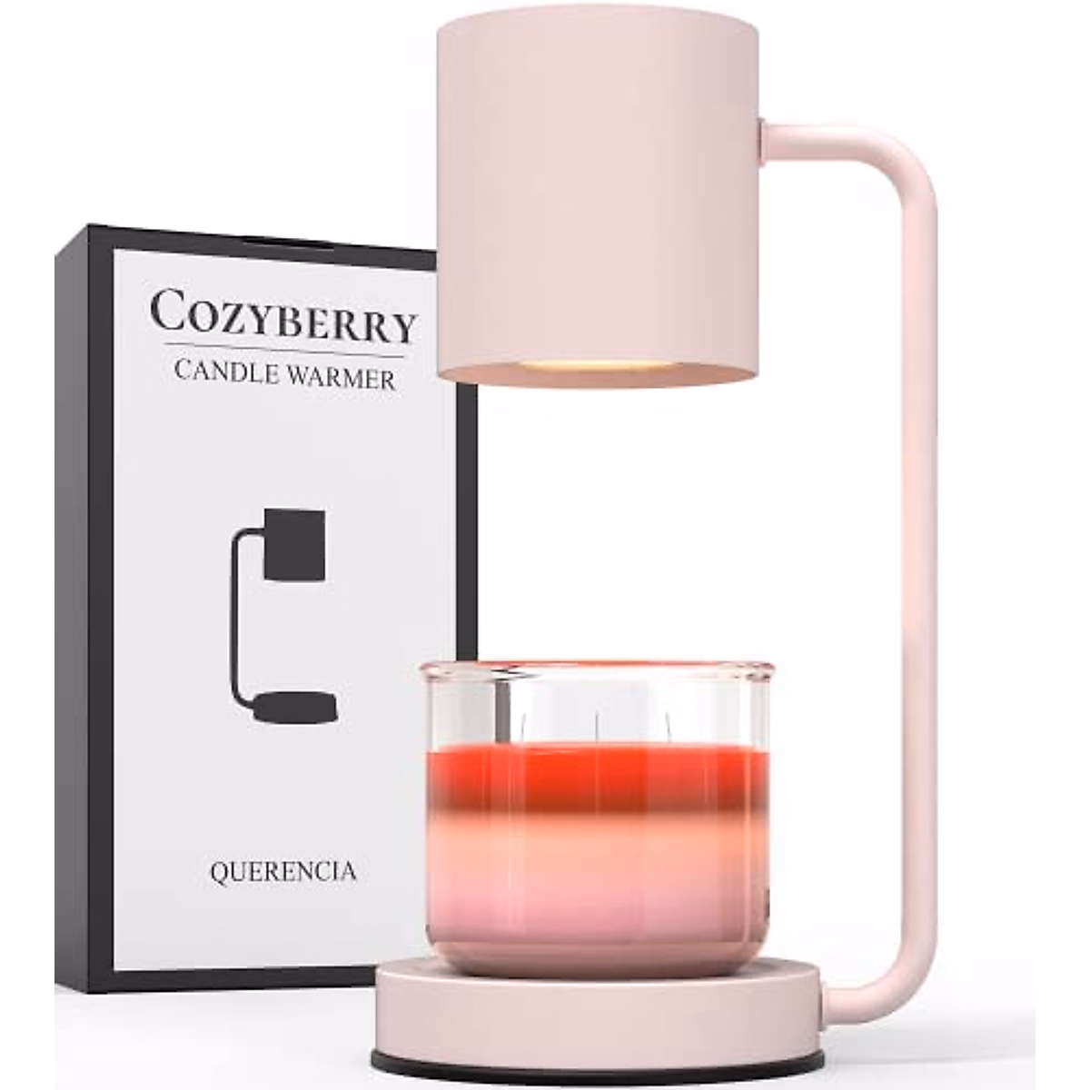 Cozyberry® Querencia Candle Warmer, Compatible with Yankee Candle Large Jar, Metal, Candle Lamp, 110-120V, Dimmable Candle Melter, Candle Warmer Lamp, Small & Large Size Jar Candles (Pink)