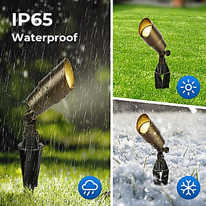 CINOTON 4-Pack Brass Landscape Spotlights Outdoor, Low Voltage LED Landscape Lighting Pathway, Waterproof Spotlight for Yard, Tree, Garden