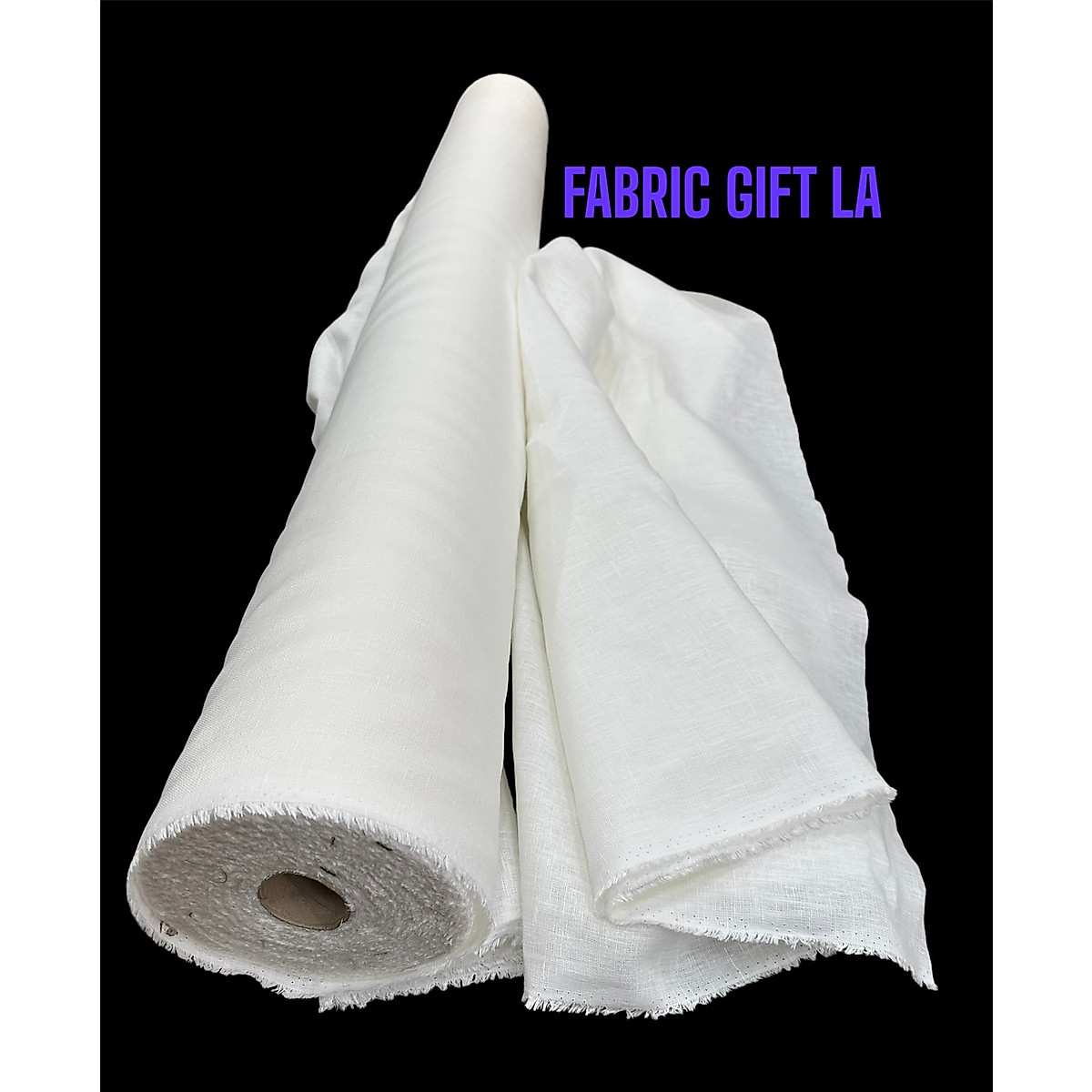 European 100% Linen White Fabric by The Yard