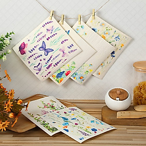 6 Pcs Swedish Kitchen Dishcloths Kitchen Towels, Absorbent Dish Towels, Reusable Sponge Cleaning Dish Cloths Quick Drying Washable Decorative Tea Towels No Odor Bar Hand Towel