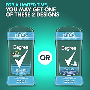 Degree Men Original Antiperspirant Deodorant Cool Rush Twin Pack 48-Hour Sweat & Odor Protection Antiperspirant For Men 2.7 oz