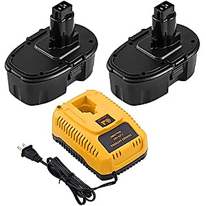 2 Packs 3.6Ah 18 Volt DC9096 Battery(Black) and DC9310 Charger Compatible with Dewalt 18V Battery DC9098 DC9099 DW9098 DW9099 DW9096