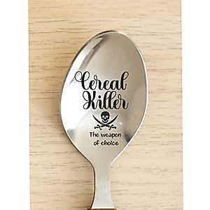 Funny Gift | Cereal Killer The Weapon Of Choice Engraved Spoon Gift For Birthday | Anniversary | Christmas Stocking Stuffer | Stainless Steel 7 inches Engraved Teaspoon | Gifts under $20