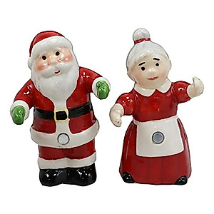 Set Of 1 Dancing Old Mr And Mrs Santa Claus Salt Pepper Shakers