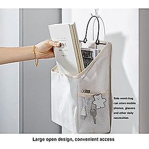 Wall Hanging Storage Bag (3 Pieces), Waterproof Hanging Bag Storage Wall Cotton & Linen Cloth Art Storage Bag, Student Dormitory Hanging Basket Bed Books Hanging Storage Bag for Store Clothes, Books