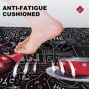 ASPMIZ Coffee Kitchen Mat 2 PCS, Cushioned Anti-Fatigue Kitchen Rugs Non Slip, Memory Foam Kitchen Mats and Rugs, Waterproof Kitchen Floor Comfort Mats for Home & Office, 18'' x 48'' + 18'' x 30''