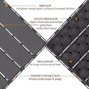 Interlocking Deck Tiles, 12 PCS 12” x 12” Patio Tiles Waterproof Plastic Outdoor Flooring Covering All Weather for Walkway Front Porch Poolside Balcony Backyard, Wood Grain Gray