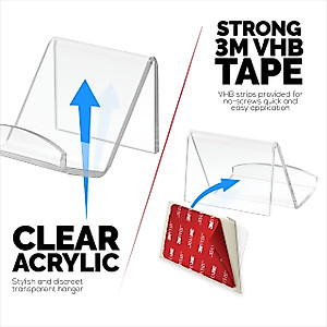 BRAINWAVZ 2 Pack Game Controller Wall Mount Hanger Holder for Xbox, PlayStation, PC & More, Strong VHB Adhesive, Universal Fit, (Clear)