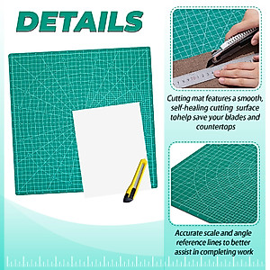 Cinnvoice 18 x 18 Inches 360° Cutting Mat Self Healing 360° Square Quilt Mat Cutting Mat with Non Slip Base for Quilting Fabric Cutting and Art Projects (Green)