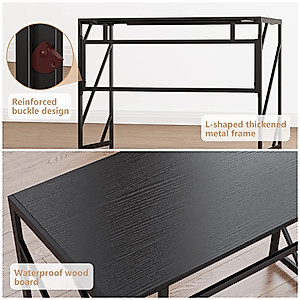 Elephance Folding Desk Writing Computer Desk for Home Office, No-Assembly Study Office Desk Foldable Table for Small Spaces