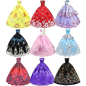 ZITA ELEMENT Lot 5 Handmade Fashion Party Dress Outfit for 11.5 Inch Girl Doll Clothes Xmas Gift- Random Style.