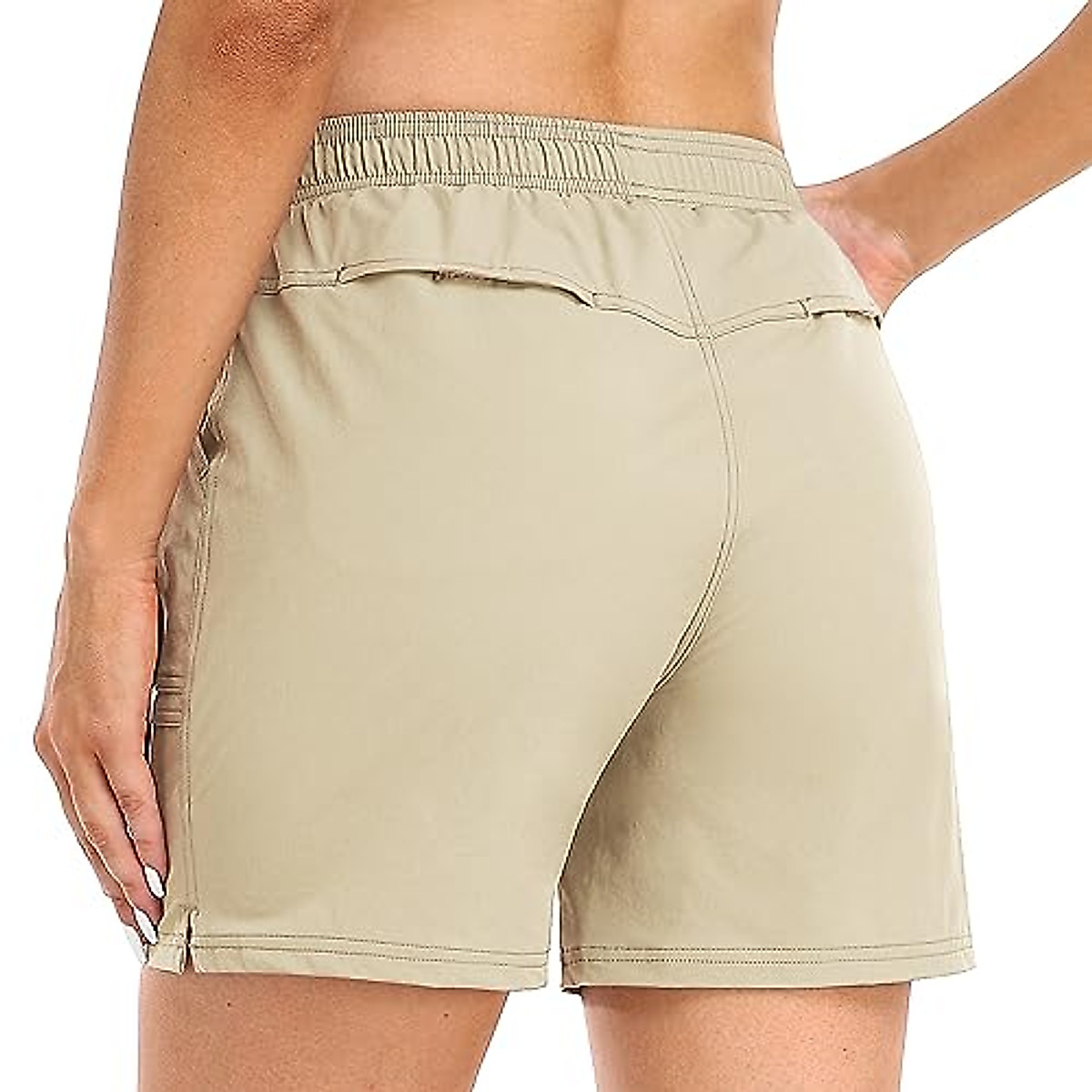 YAMXDM Women's Hiking Shorts, Golf Running Shorts Quick Dry Workout Summer Sports Shorts with Lightweight Pocket Khaki