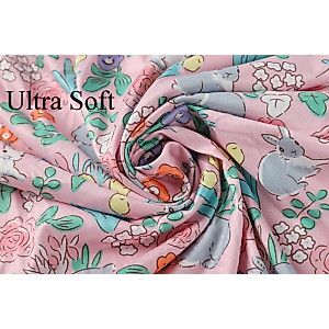 Tontukatu Bassinet Sheet Set 2 Pack Snug Fitted Cradle Fitted Sheets, Stretchy Ultra Soft, for Oval Rectangle Hourglass Bassinet Mattress, Unisex Boy Girl, Floral Rabbit & Grey