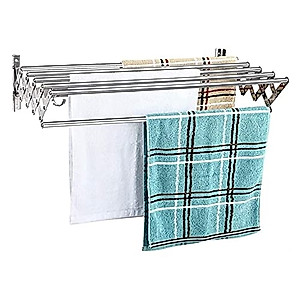 XMCX Wall Mounted Laundry Drying Rack Space-Saver Retractable Fold Away Clothes Drying Rack Clothes Hanger for Balcony Laundry Bathroom Bedroom Easy Storage (Size : 50cm/19.7in)