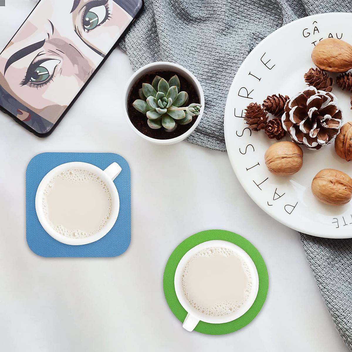 4pcs Jar Opener Gripper Pad, Multifunctional Rubber Jar Opener Kitchen Coaster for Elderly Suffering from Arthritis Children Women Weak Hands(Blue, Green)