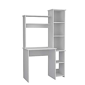 Tuhome Versalles Collection Free Standing Home Office Computer Desk with 2 Top Shelves, White