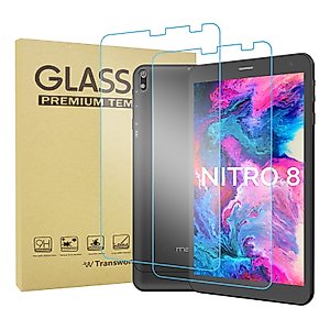 Nitro 8 Tablet Screen Protector/MAXWEST Nitro 8 Tablet Screen Protector Glass, Transwon 2PCS Tempered Glass for Maxwest Nitro 8 Tablet 8 Inch/Maxwest Astro 8Q Tablet