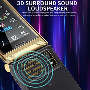 Flip Cell Phone for Seniors,G Seniors Phone,3.0 Inch Double Sided Large Screen Cell Phone,Long Standby Dual SIM Phone, 5900mAh 1.3 MP Support Flashlight Camera Music Player (Gold)