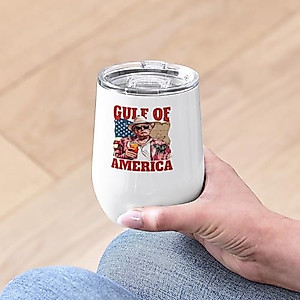CafePress Trump America's Gulf Mexico President Trump 2025 Insulated Wine Tumbler 12 oz