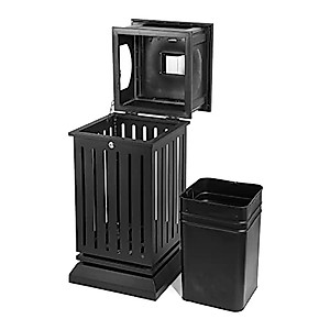 BEAMNOVA Bundle Black 15 x 31.5 in + Matte Black 15.8 * 35.5 in Commercial Stainless Steel Trash Can with Lid Garbage Enclosure Inside Barrel Heavy Duty Waste Container