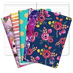 Elan Publishing Company Field Notebook / Journal - 5"x8" - Assorted Patterns - Lined Memo Book - Pack of 5