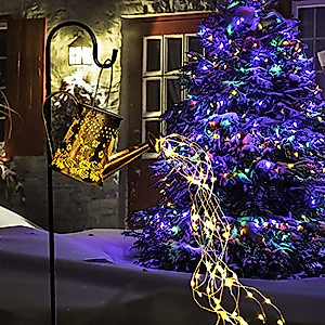 EDOF Solar Llights Outdoor Decor Garden Gift,Solar Watering Can with Cascading Lights Hanging Lantern,Outside Waterproof Patio Decor Perfect Gardening Decorations(Warm White)