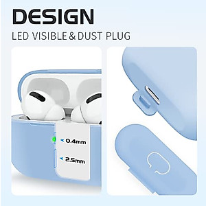 Tandoler AirPods Pro Case Cover with Keychain, Full Protective Silicone Skin Accessories for Women Men Girl with Apple AirPods Pro Case,Front LED Visible-Denim Blue