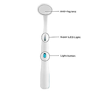 2 Pcs Dental Mirror with Light Tool LED Lighted Teeth Inspection Mirror Anti Fog Curve Angle Dentist Oral Care Tool